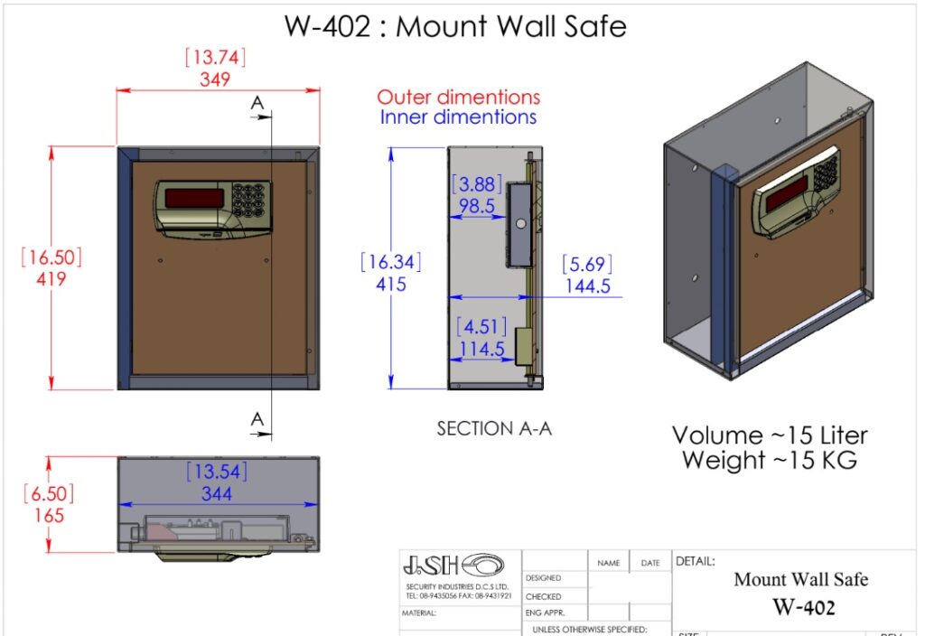 Wall Safe Series Model W-402 - JSH safes